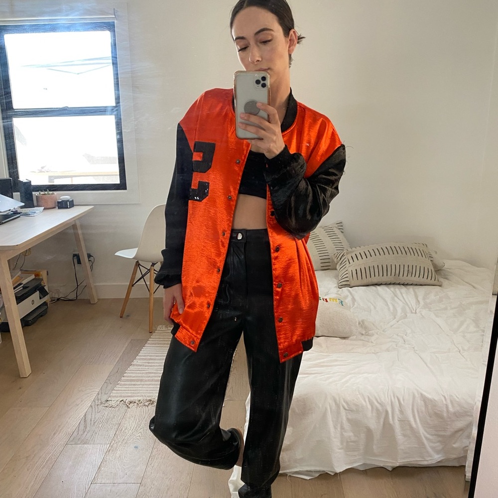 Retro Satin Bomber Jacket - Gem
